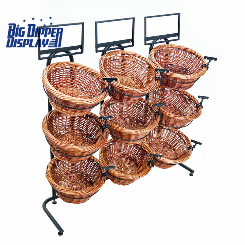 Wicker Basket Floor Display Rack Display Stand