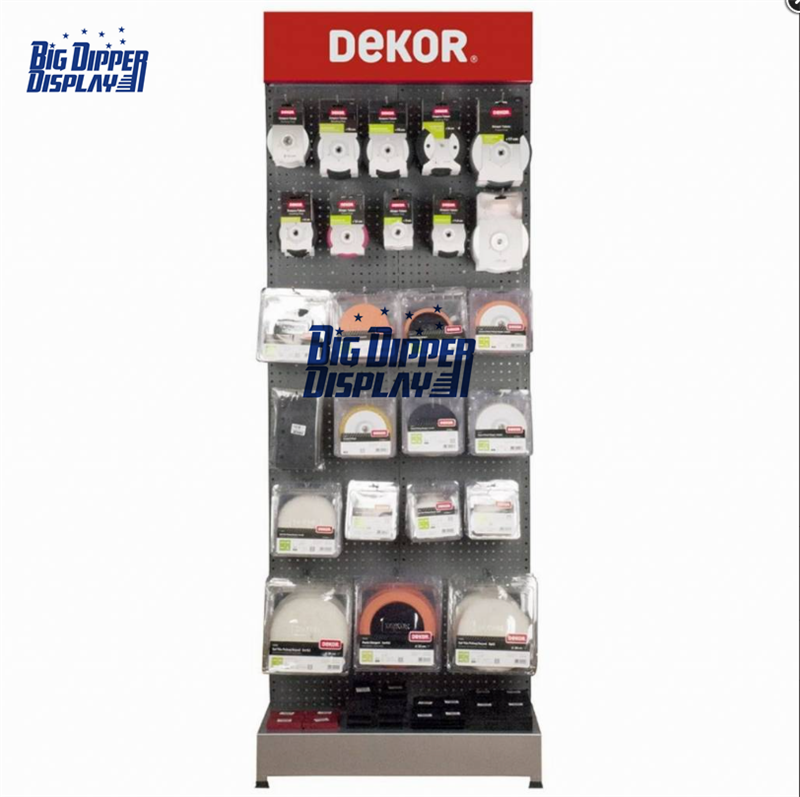 PB20 store floor standing hardware display rack led light box pegboard ...